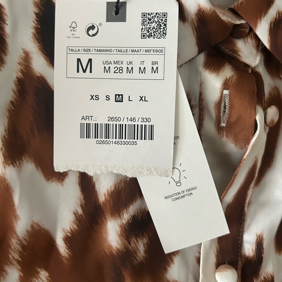 Zara | Tops | Zara Pattern Satin Blouse | Poshmark